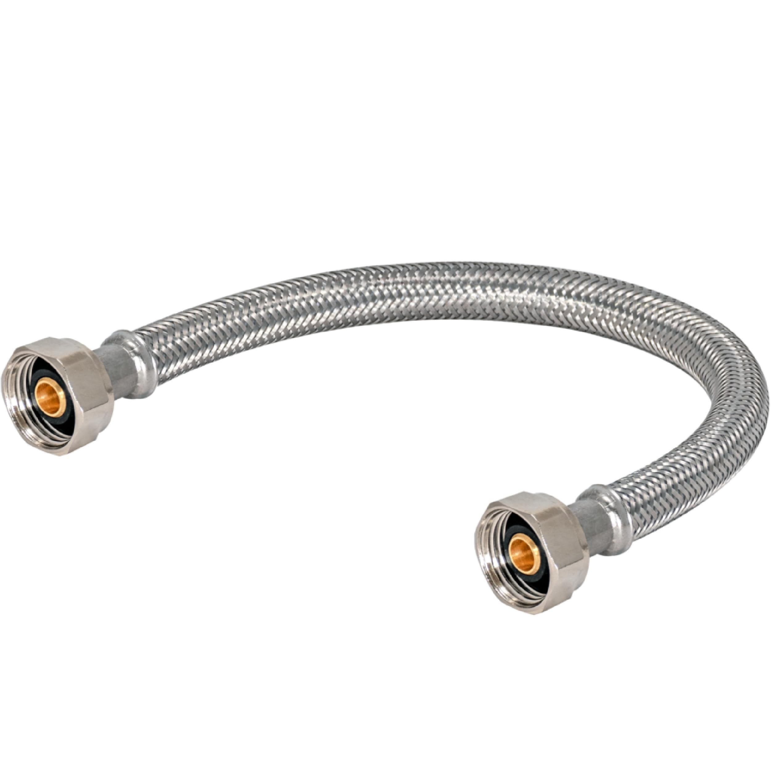 Eastman 12 Inch Steel-Flex Faucet Connector, 1/2 Inch FIP x 1/2 Inch FIP, Braided Stainless Steel Faucet Supply Line, 48015