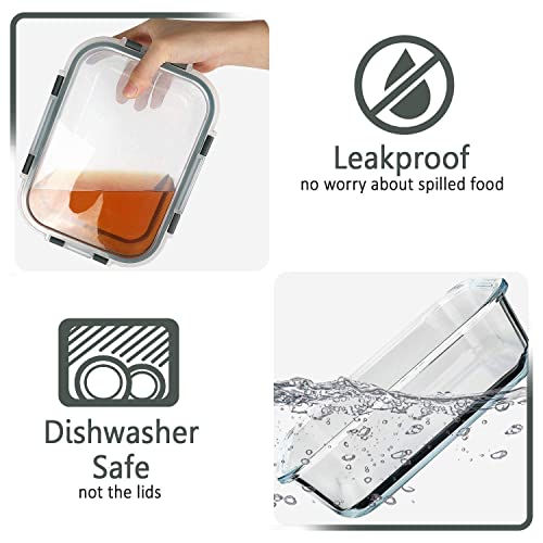 MCIRCO 36oz Single Compartment Glass Meal Prep Containers set of 5 and 36oz 2 Compartments Portion Control Glass Meal Prep Containers set of 5