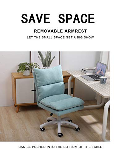 SYCARPET Armless Swivel Desk Chair, Removable Upholstered Ergonomic Computer Chair with Mute Caster, Adjustable Height