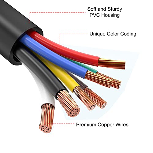 TYFYB 8 Feet 7-Way Plug Inline Trailer Cord with Double Prongs Connector for RV Truck Camper Trailer Extension Cord 7 Pin Inline Harness Kit Weatherproof