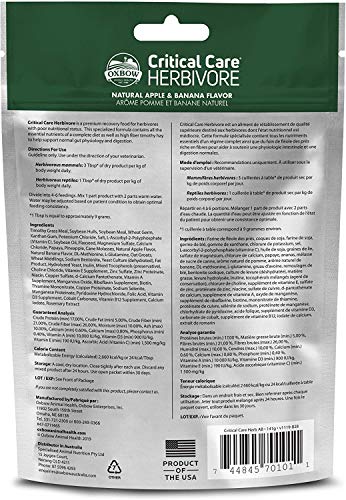 Oxbow 3 Pack of Apple & Banana Critical Care Herbivore, 4.97 Ounces Each, Support Supplement for Small Pets