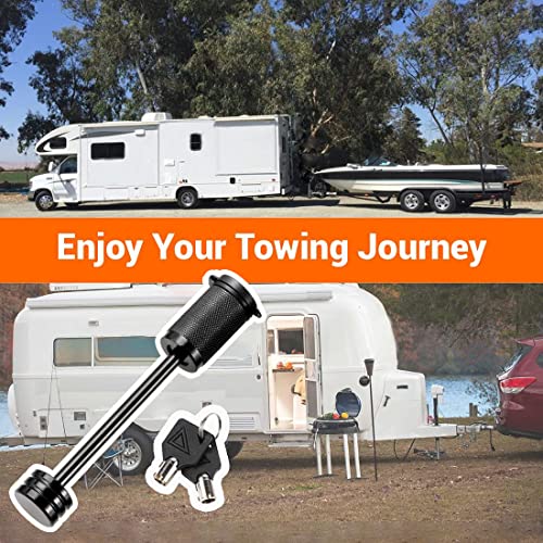 CZC AUTO Trailer Lock 1/4" Dia, Trailer Coupler Lock 3-3/8" Span Trailer Tongue Lock Fits Latch-Type Coupler, Black Trailer Pin Lock with Keys for Towing Boat Truck Trailer RV Car