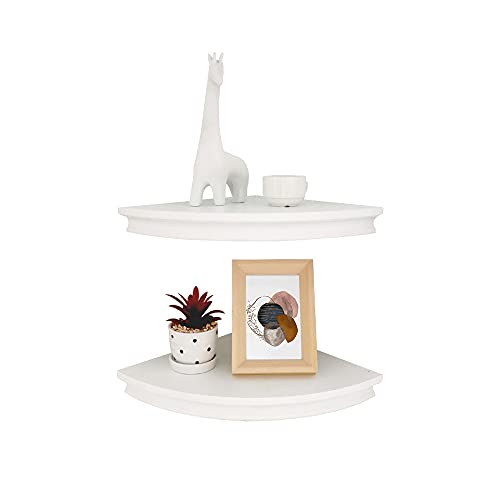 Coral Flower Wall Mounted Floating Shelves, Set of 2, Display Ledge, Classic Rack for Room/Kitchen/Office, White