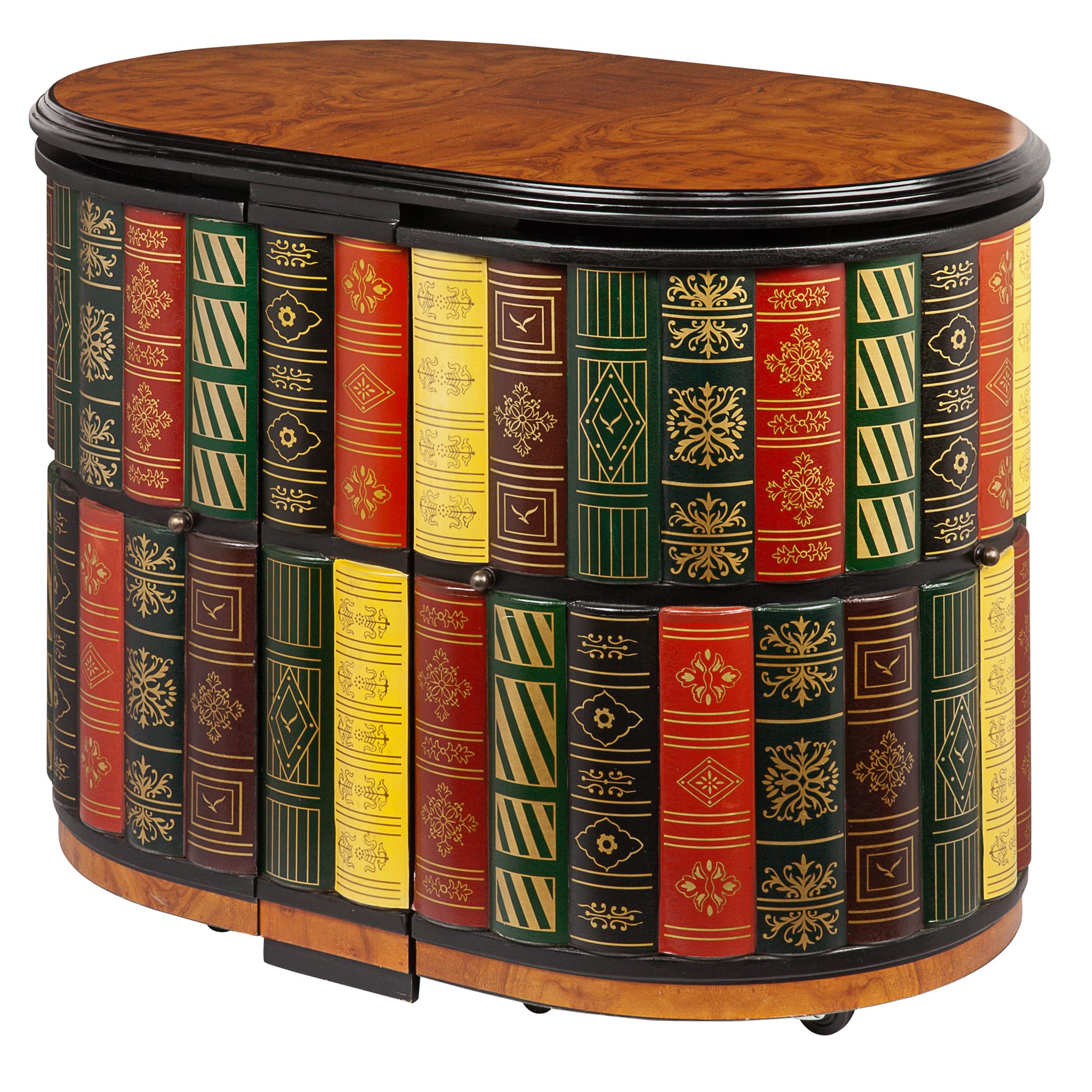 Design Toscano Nettlestone Library Nested Table and Chair Set with Storage, 41 Inches Wide, 26 Inches Deep, 30 Inches High, MDF Wood, Full Color Finish