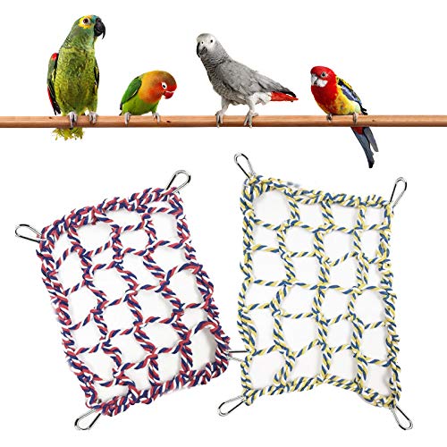 2 Pcs Pet Climbing Rope Net, Hammock Small Animal Activity Toy Bird Climbing Rope Ladder Ferret Cotton Rope Net Sets for Hamster Ferret Guinea Pig Chinchilla Cockatiel Parakeet Play