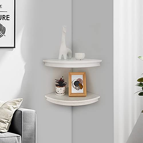 Coral Flower Wall Mounted Floating Shelves, Set of 2, Display Ledge, Classic Rack for Room/Kitchen/Office, White