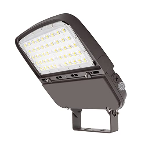 Xbuyee 150W LED Parking Lot Light with Dusk to Dawn Photocell, Dimmable Commercial Outdoor Shoebox Lights with Trunnion Mount, 130LM/W 5000K 100-277V IP65, Power Selectable (75W/100W/150W) ETL Listed