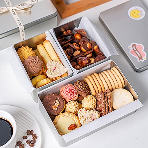 Empty Metal Tins Box with Lid,6 Pack Stainless steel Tins Cans Storage Container for Treats, Gifts, Candle, Favors and Crafts, Silver(4.9 x 3.7 x 2.3 Inches)