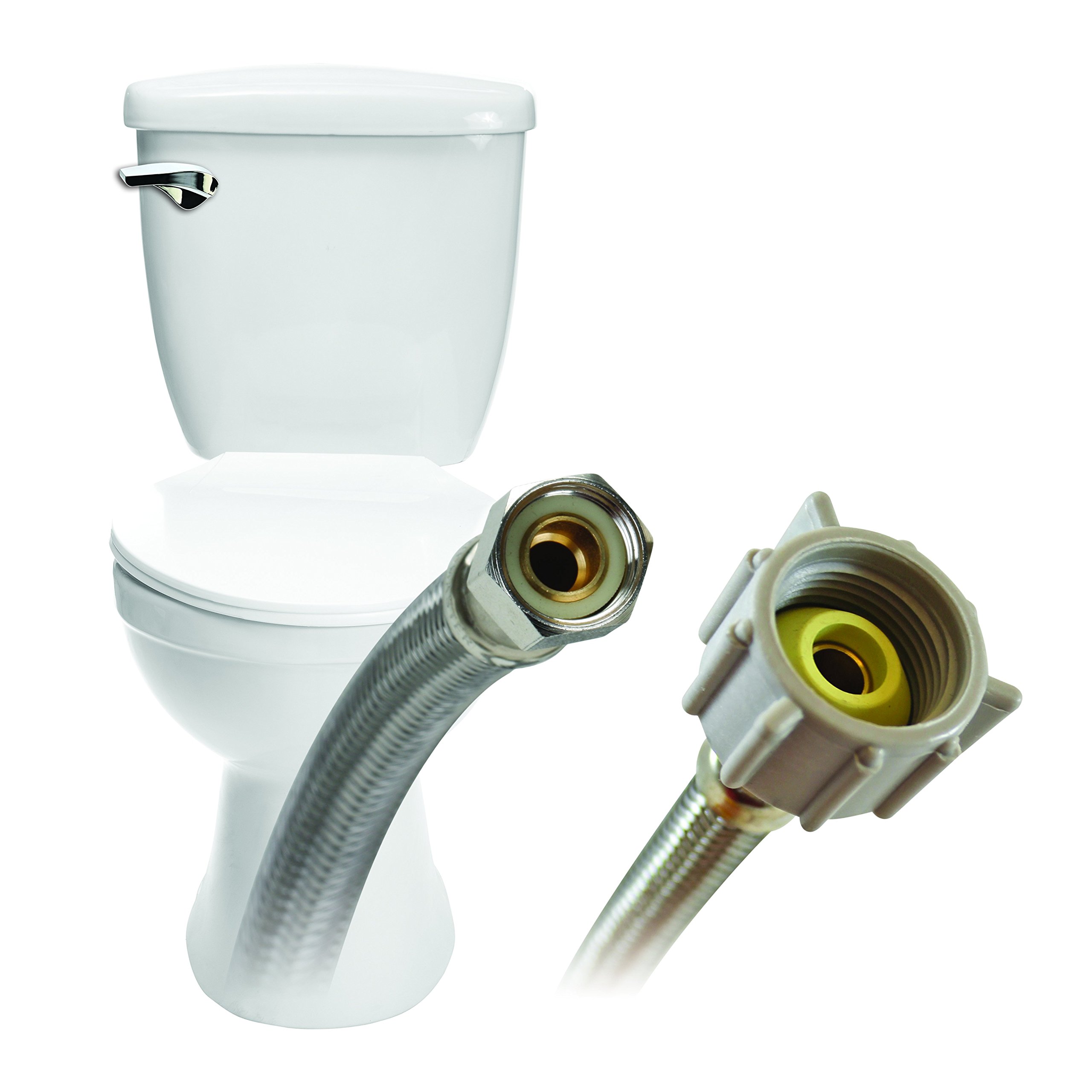 Fluidmaster B1T09 Toilet Connector, Braided Stainless Steel - 3/8 Female Compression Thread x 7/8 Female Ballcock Thread, 9-Inch Length