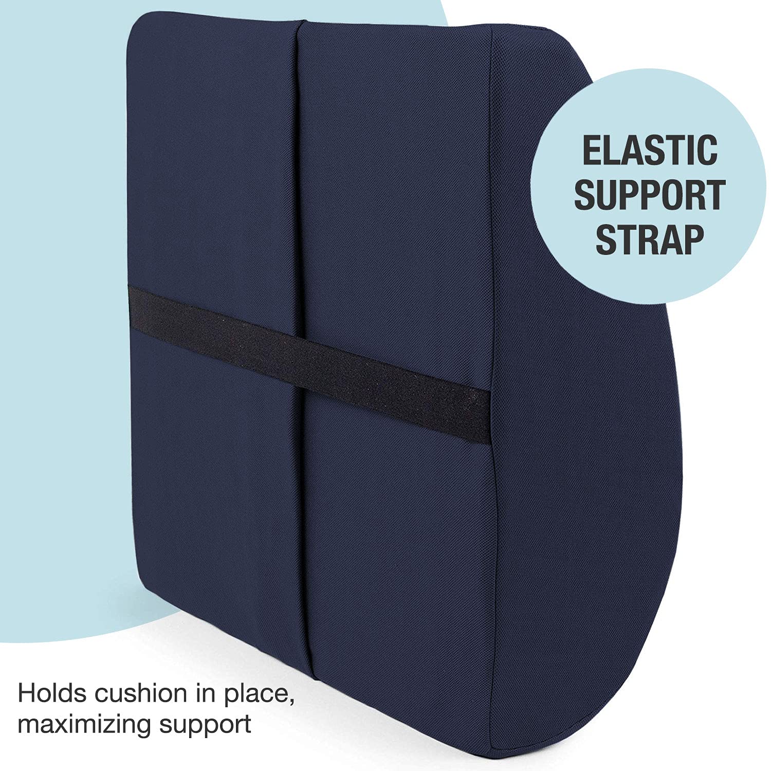 DMI Lumbar Support Pillow for Chair to Assist with Back Support with Removable Washable Cover to Ease Lower Back Pain and Discomfort while Improving Posture,14 x 13 x 5,Contoured Foam,Premium,Navy