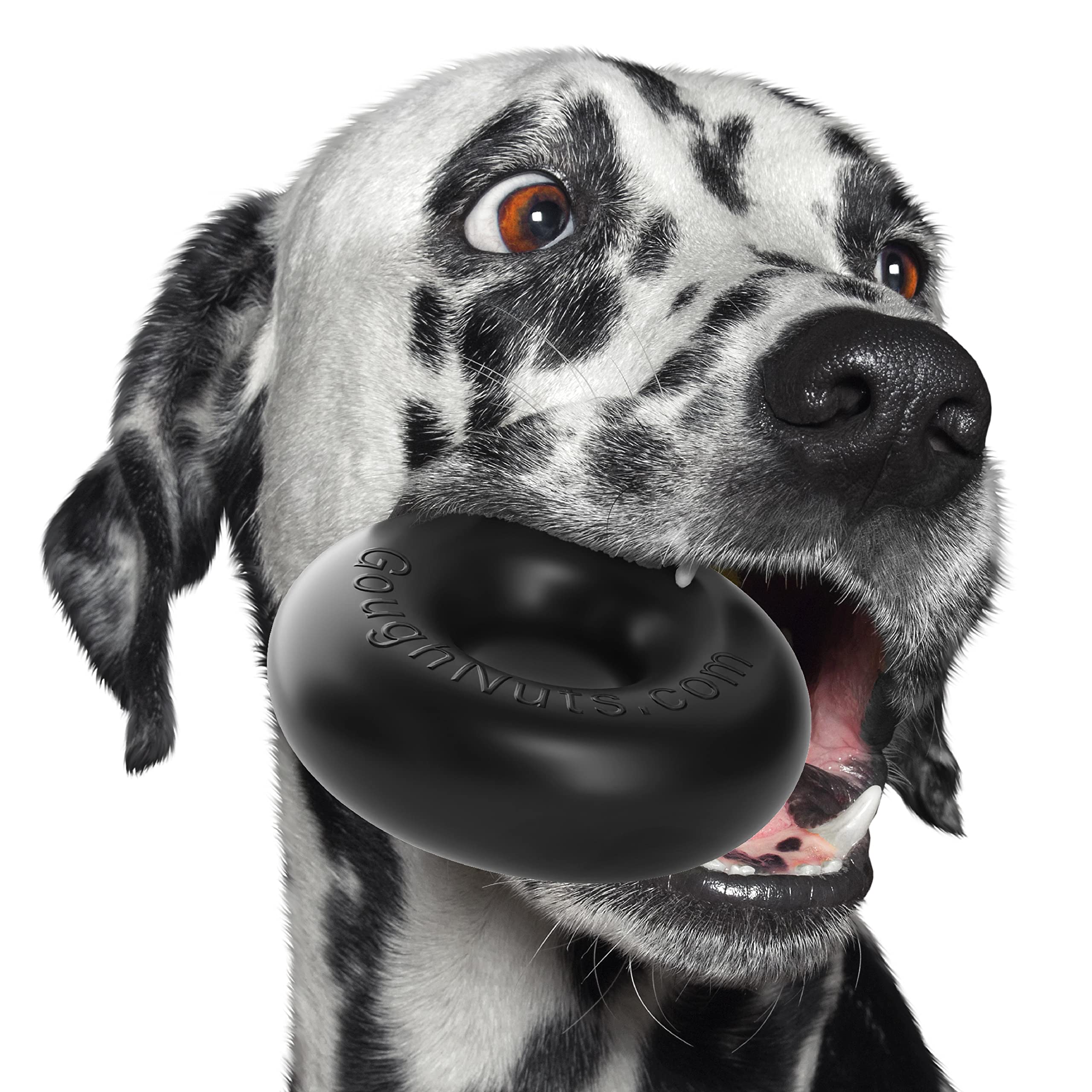 Goughnuts ā Dog Toys for Aggressive Chewers | Virtually Indestructible Dog Toys for Medium Breeds Such as Pit Bulls | Heavy Duty Dog Toy | Black