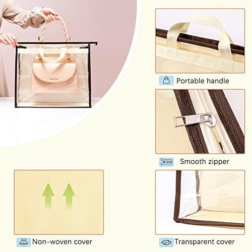 CINPIUK 8 Pack Handbag Dust Bags Clear Purse Storage Organizer for Closet, Hanging Zipper Storage Bag for Handbags