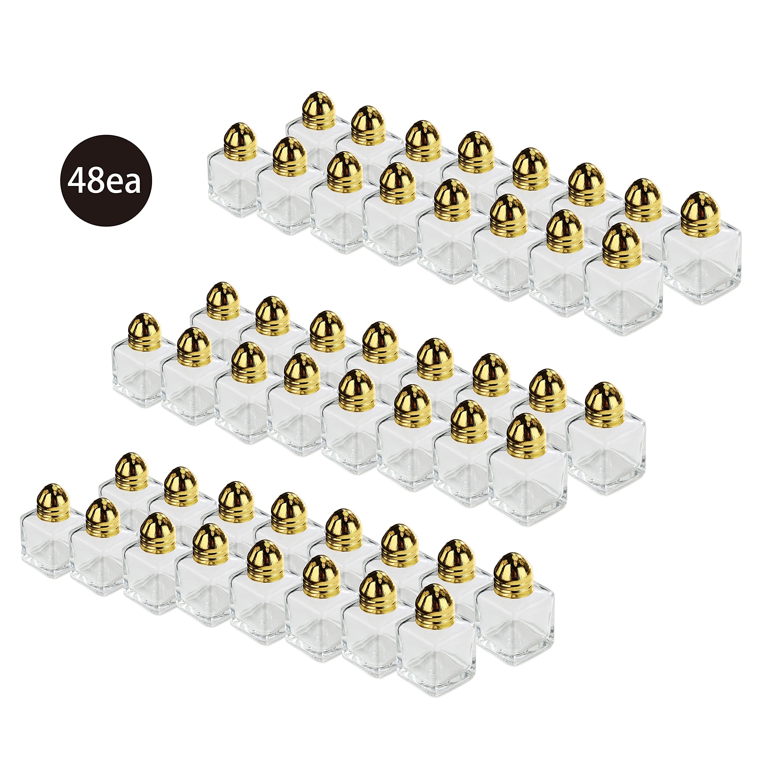New Star Foodservice 22223 Glass Cube Mini Salt and Pepper Shaker with Gold Plated Top, 0.5-Ounce, Set of 48