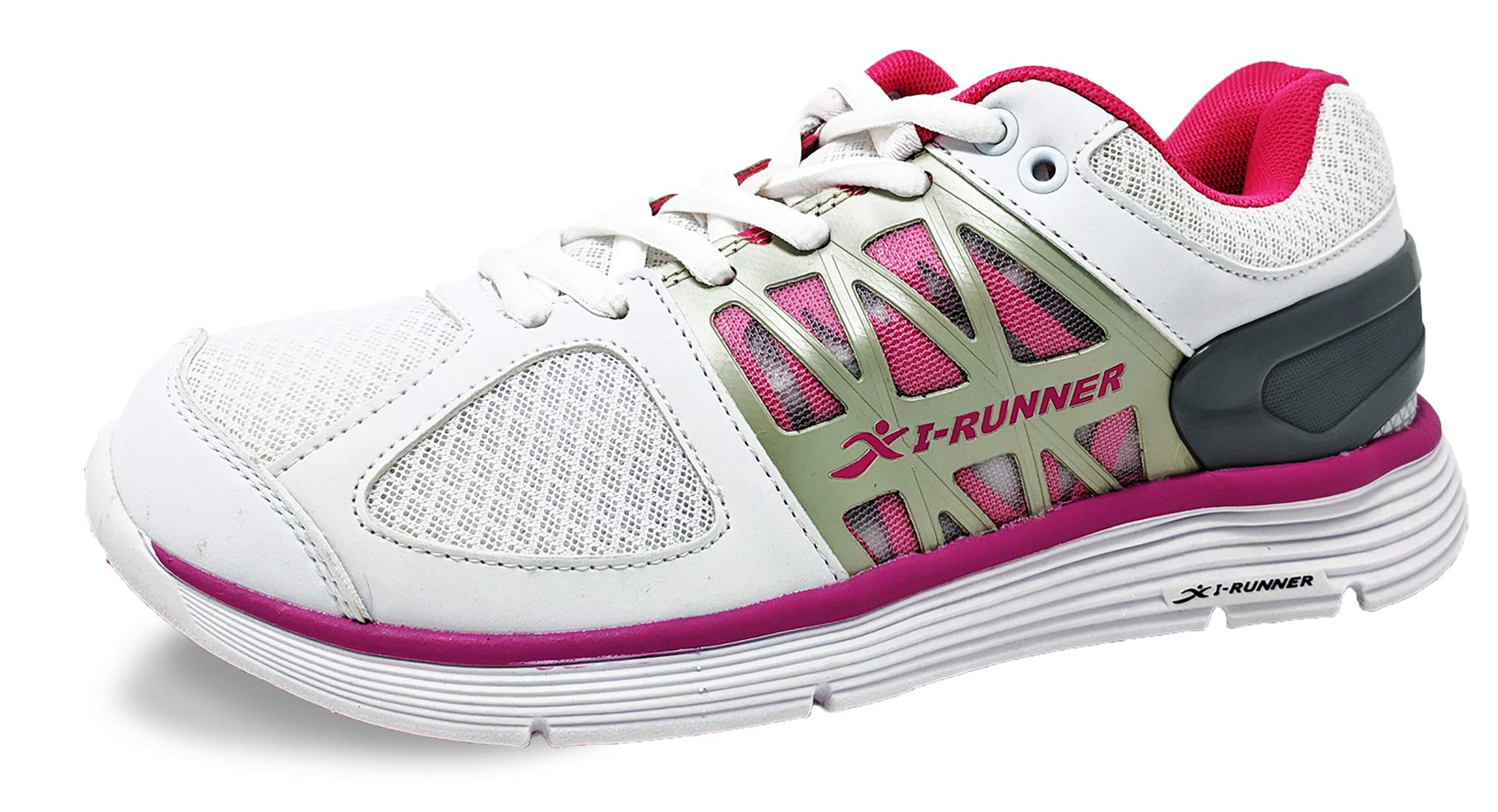 I-RUNNER Woman Miya White/Pink Leather/Mesh 8 X-Wide (2E) US