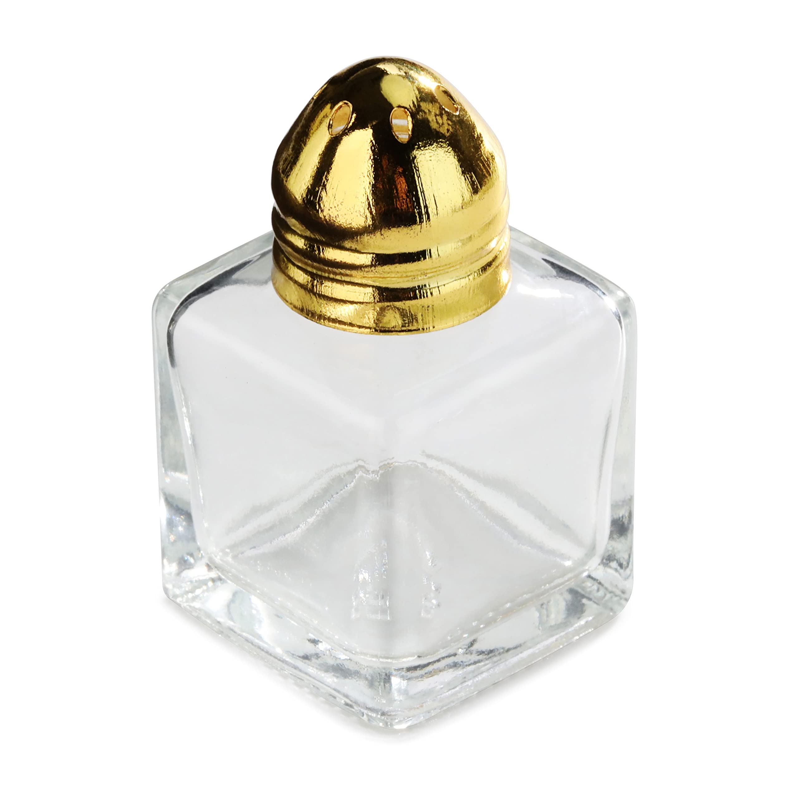 New Star Foodservice 22223 Glass Cube Mini Salt and Pepper Shaker with Gold Plated Top, 0.5-Ounce, Set of 48