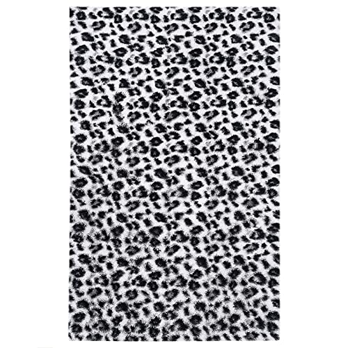 BENRON Soft Leopard Rug Black 4x6 Ft Leopard Print Rugs for Bedroom Living Room Decor Plush Animal Rugs for Kids Girls Nursery White Black Leopard Print
