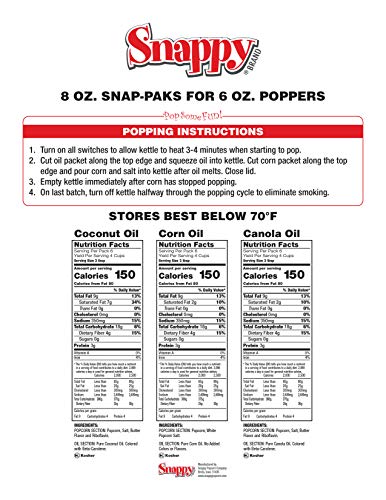 Snappy Popcorn Snap Pack Poppers, 12 Pound