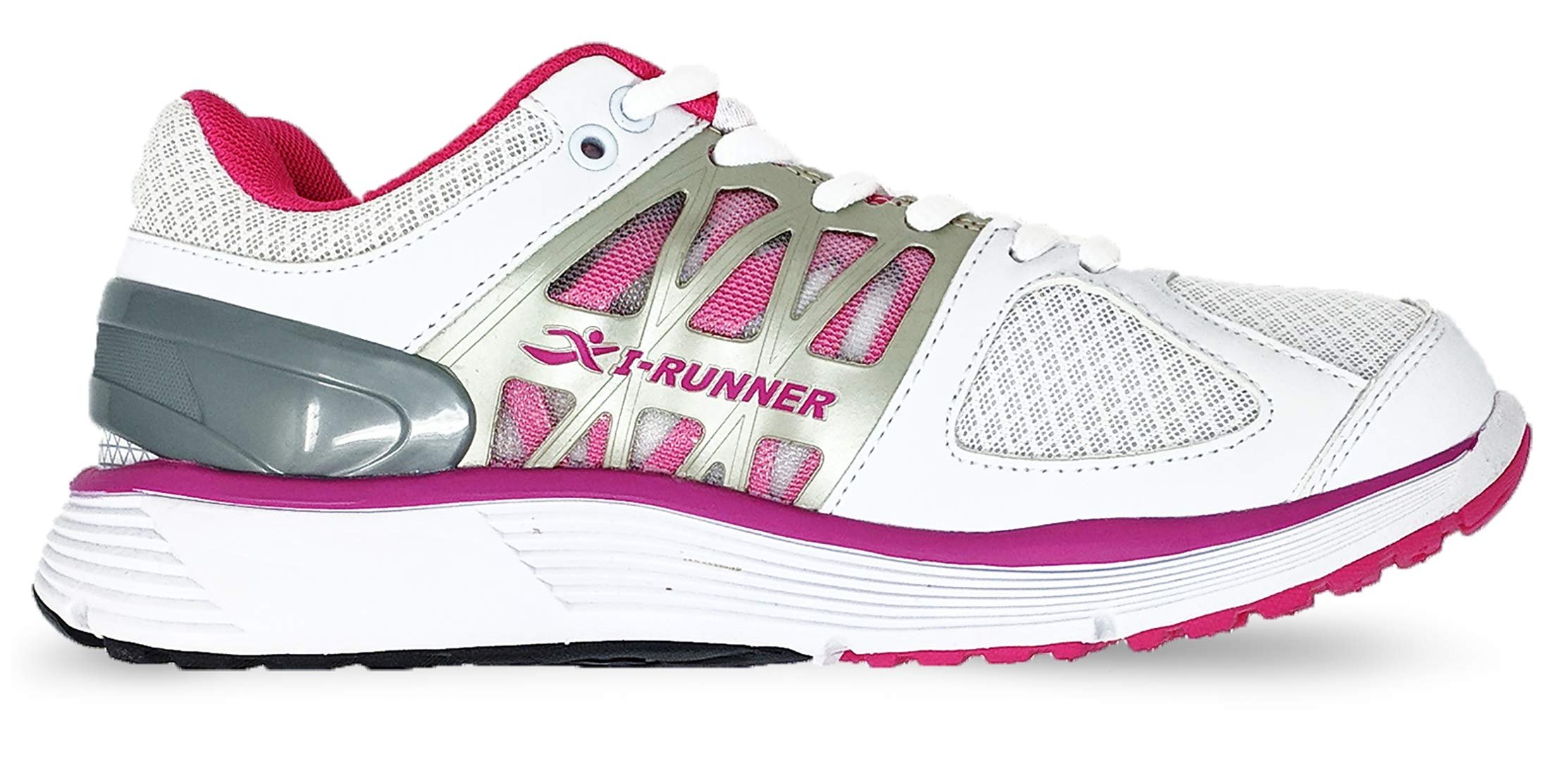 I-RUNNER Woman Miya White/Pink Leather/Mesh 8 X-Wide (2E) US
