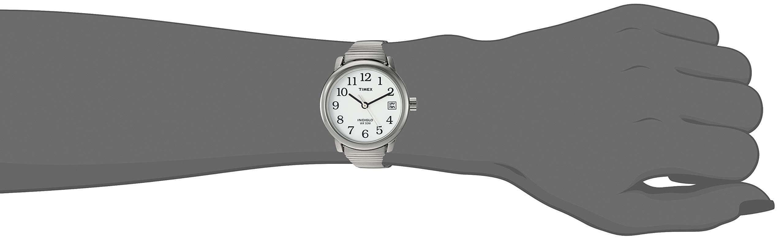Timex Women's Easy Reader 25mm Watch – Silver-Tone Case White Dial with Tapered Expansion Band