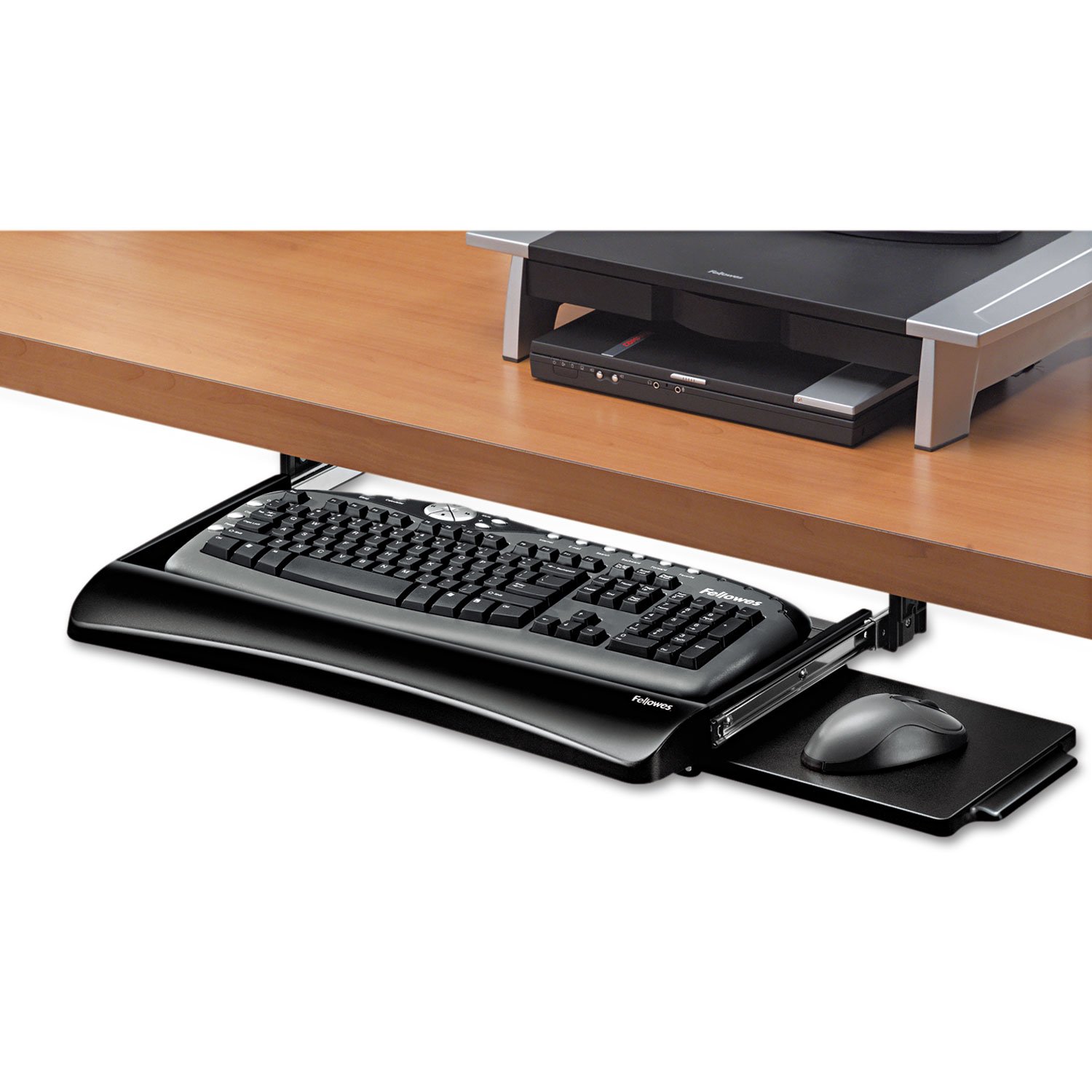 Fellowes 9140303 Underdesk Keybrd Tray, 20-1/8-Inch x7-3/4-Inch, BK/Silver