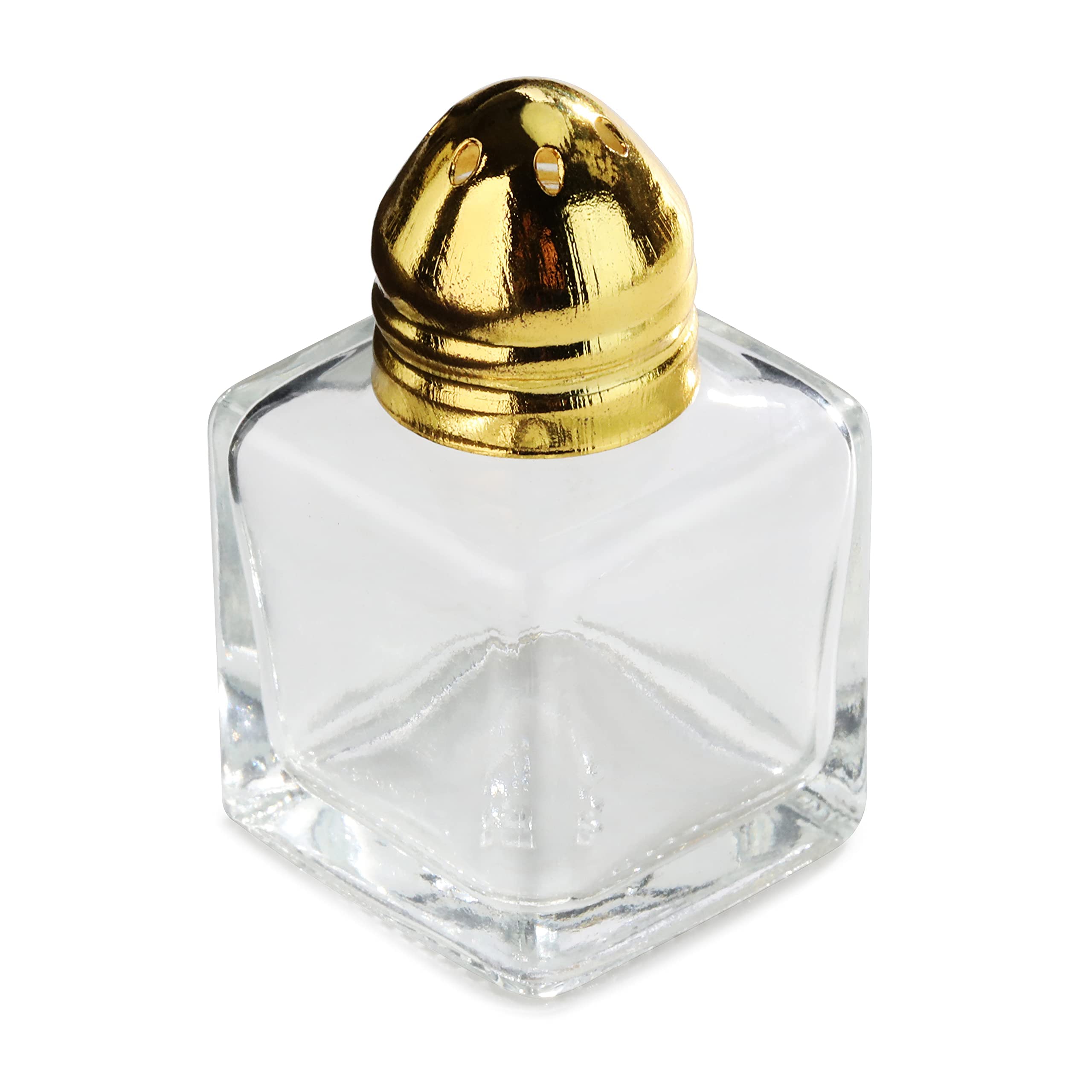 New Star Foodservice 22223 Glass Cube Mini Salt and Pepper Shaker with Gold Plated Top, 0.5-Ounce, Set of 48