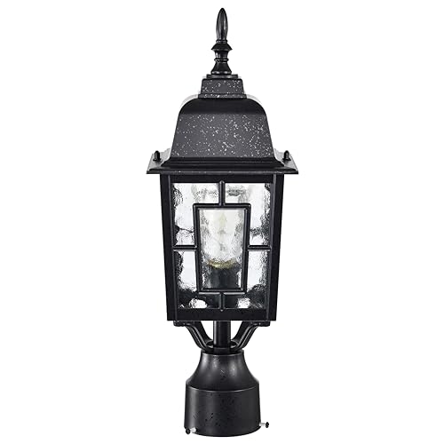 Nuvo 60/4929 Banyan Outdoor Post Lantern Light Fixture with Clear Water Glass, 17.25 x 6.13 Inches, Textured Black