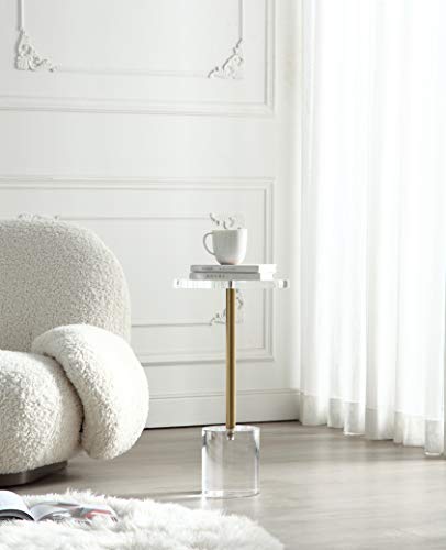 Artmaze Clear Acrylic End Table,Side Table,Brushed Brass Metal,Round,for Office, Living Room and Bedroom,Easy Assembly,12x12 inch,21.3 inch high
