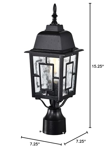 Nuvo 60/4929 Banyan Outdoor Post Lantern Light Fixture with Clear Water Glass, 17.25 x 6.13 Inches, Textured Black
