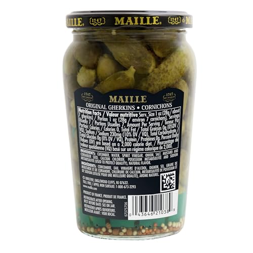 Maille Pickles Cornichons Original The perfect cornichon for garnishing a gourmet sandwich or snacking Product of France 13.5 oz