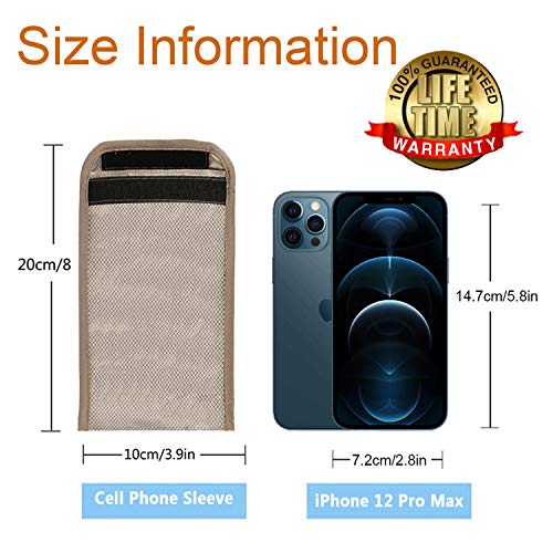 HOMERIT Cell Phone Anti-Radiation Sleeve Faraday Bag Pregnant Phone Rf Signal Shielding Blocker 5G GPS EMF RFID Signal Blocking Bag Car Key Wallet Security Pouch Privacy Protection (A), 20x10cm