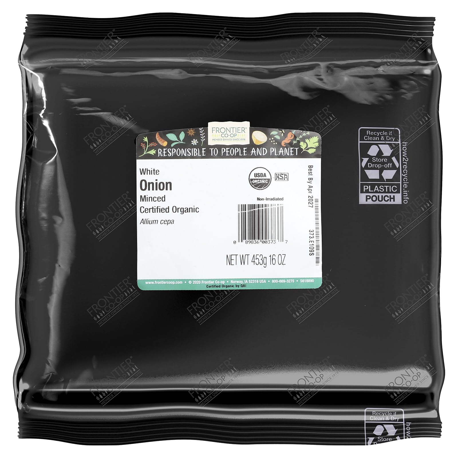 Frontier Co-op Certified Organic White Minced Onion, 1-Pound Bulk, Warm, Sweet, Salty Flavor For Stews & Soups, Kosher