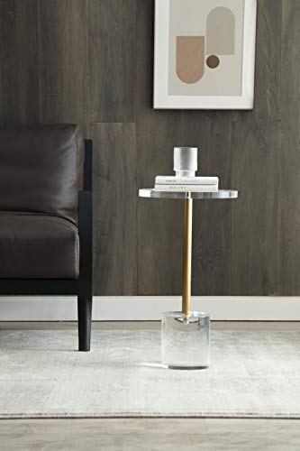 Artmaze Clear Acrylic End Table,Side Table,Brushed Brass Metal,Round,for Office, Living Room and Bedroom,Easy Assembly,12x12 inch,21.3 inch high