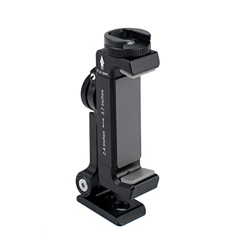 Arnarkok Metal Phone Tripod Mount w Rotatable Cold Shoe,360 Rotation & Tilt Angle,Compatible with iPhone Cell Phone Tripod Mount Adapter, Phone Mount for Tripod,Tripod Phone Mount,Video Vlogging Rig