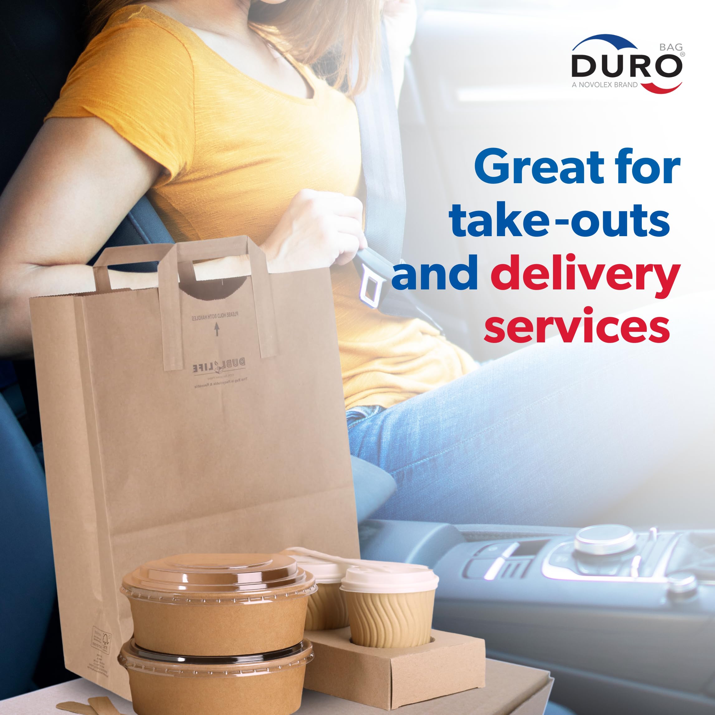 Duro 70# Large Brown Paper Bags with Handles Bulk 50 Count, 12 x 7 x 17 Inches, Blank Brown Grocery Bags with Handles, Paper Sacks for Recycling