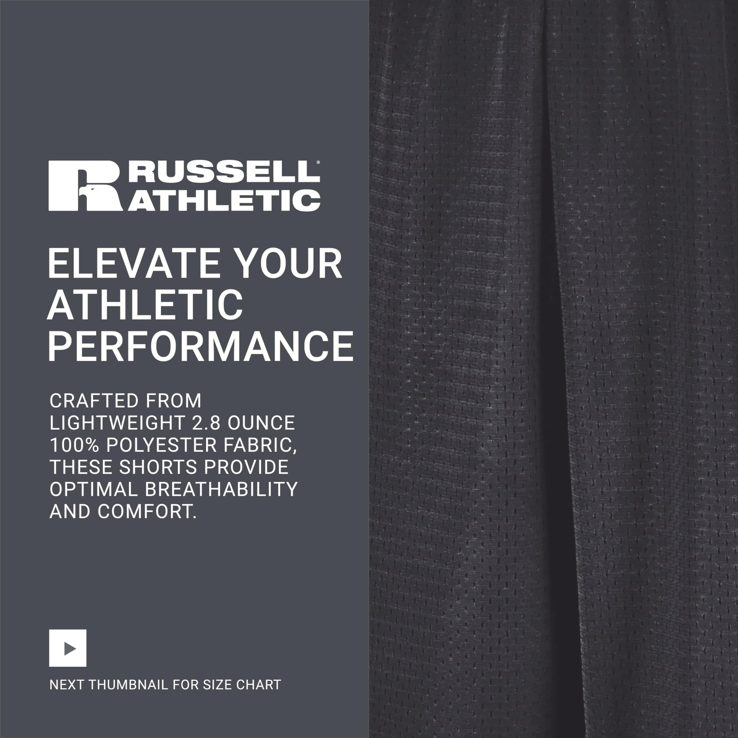 Russell Athletic Men's Mesh Pocket Short, Stealth, XX-Large