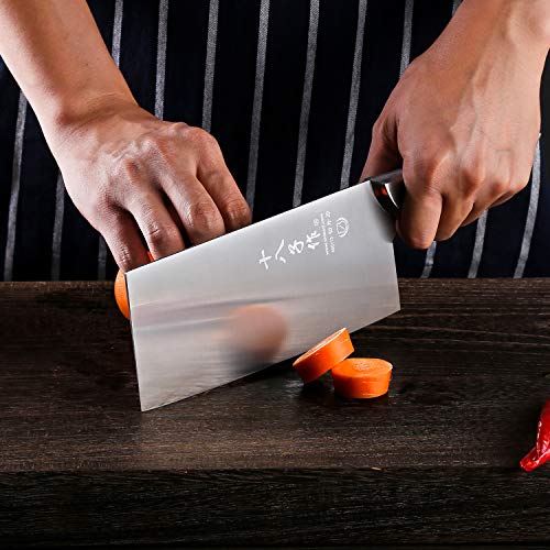 SHI BA ZI ZUO Slicing Knife Meat Knife Cleaver 7 Inches Cutting Veggie with Sturdy Handle