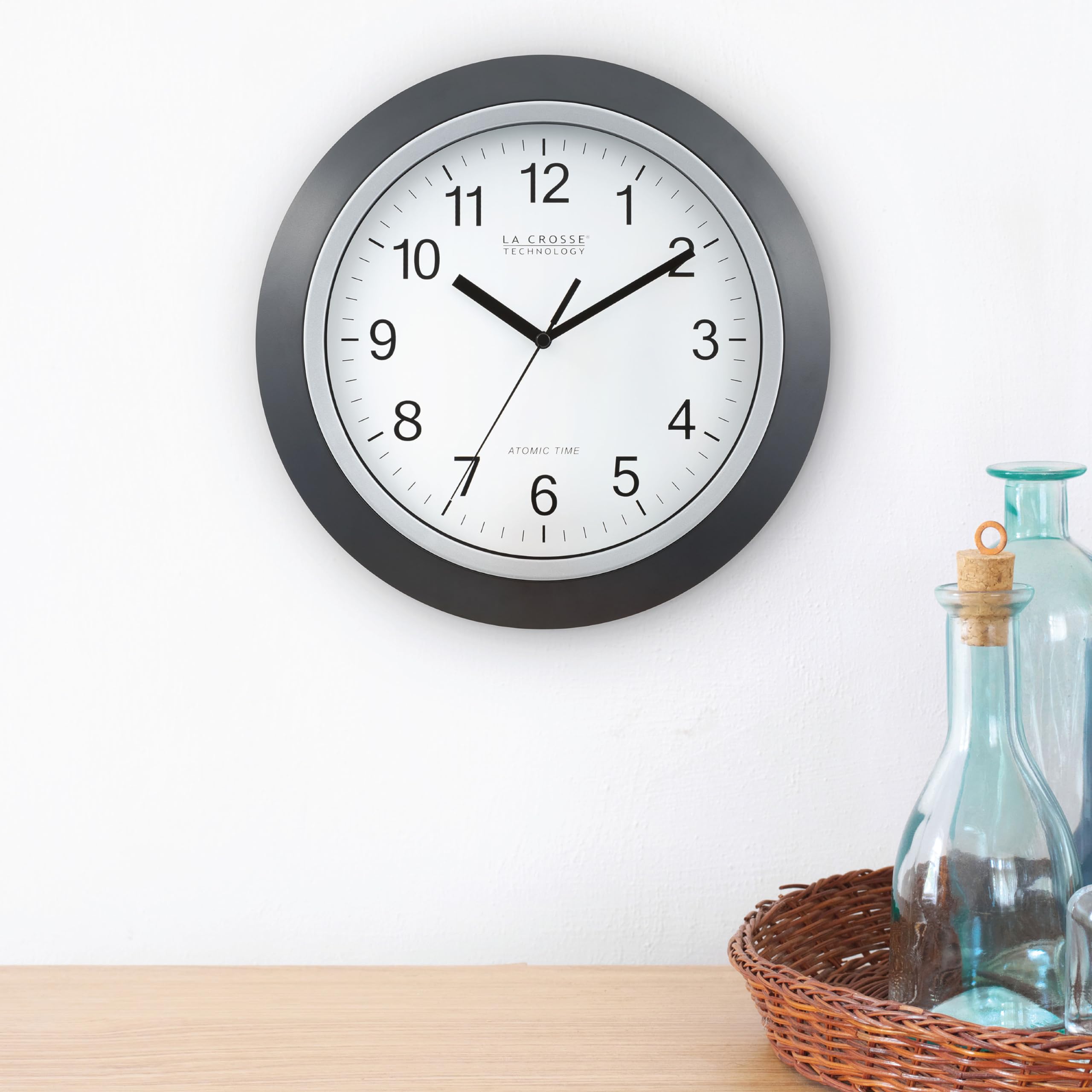 La Crosse Technology WT-3129B 12 Inch Atomic Analog Wall Clock, Pack of 1, Black