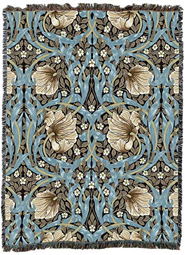 Pure Country Weavers William Morris Pimpernel Vanilla Blanket - Arts & Crafts - Gift Tapestry Throw Woven from Cotton - Made in The USA (72x54)