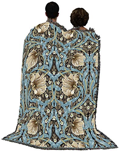 Pure Country Weavers William Morris Pimpernel Vanilla Blanket - Arts & Crafts - Gift Tapestry Throw Woven from Cotton - Made in The USA (72x54)