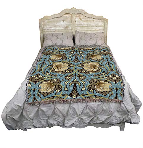 Pure Country Weavers William Morris Pimpernel Vanilla Blanket - Arts & Crafts - Gift Tapestry Throw Woven from Cotton - Made in The USA (72x54)