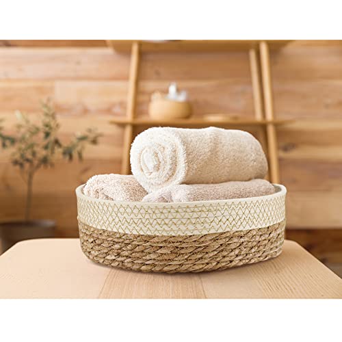 Handmade Rattan Bread Baskets for Serving, Round Wicker Basket, Woven Round Shelf Basket Set of 3, Decorative Woven Storage Baskets Bathroom, Nesting Baskets Serving Tray Perfect Organizing for Home