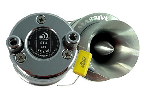 Massive Audio CT4-1 Inch / 25.5mm, 120 Watts Max, 30 Watts RMS. 100dB, 4 Ohm, Neodymium Tweeter - Super Bullet Tweeter Speaker for Cars (Sold Individually)