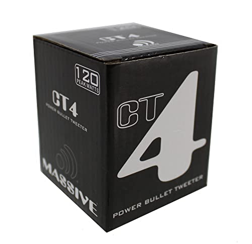 Massive Audio CT4-1 Inch / 25.5mm, 120 Watts Max, 30 Watts RMS. 100dB, 4 Ohm, Neodymium Tweeter - Super Bullet Tweeter Speaker for Cars (Sold Individually)