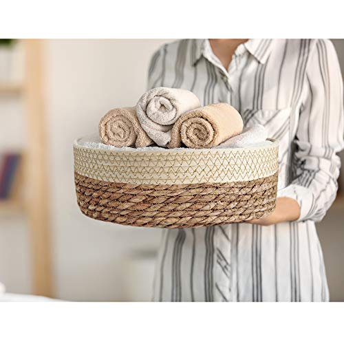 Handmade Rattan Bread Baskets for Serving, Round Wicker Basket, Woven Round Shelf Basket Set of 3, Decorative Woven Storage Baskets Bathroom, Nesting Baskets Serving Tray Perfect Organizing for Home