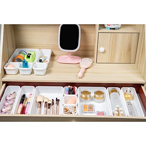BYCY 32 PCS Drawer Organizers Office Interlocking Drawer Organizers Tray Dividers Storage Bins(32 Pack)