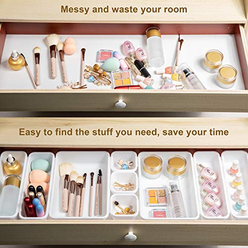 BYCY 32 PCS Drawer Organizers Office Interlocking Drawer Organizers Tray Dividers Storage Bins(32 Pack)