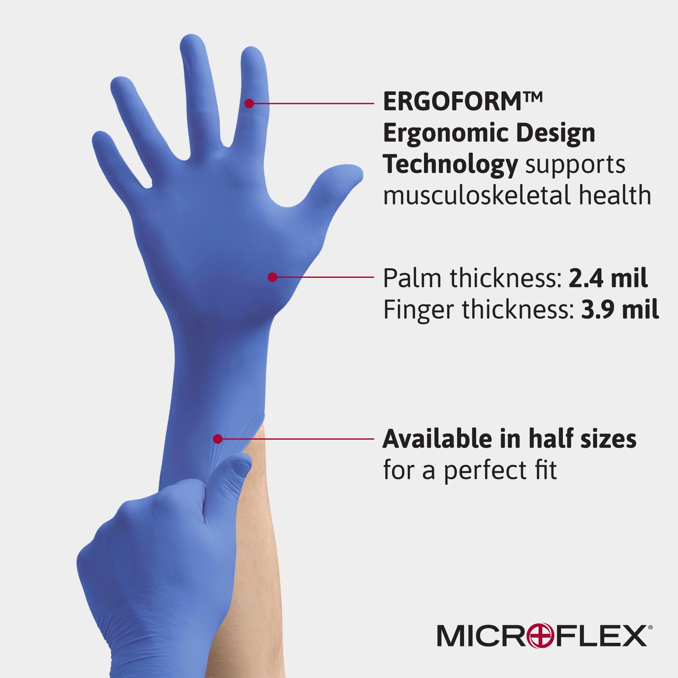 Microflex UF524L Ultraform Powder Free Nitrile Glove Size Large Box of 300