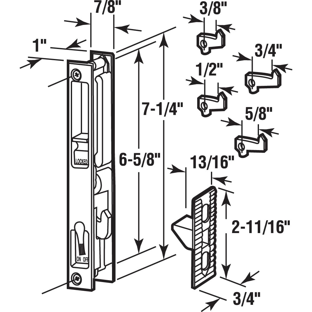 Prime-Line C 1129 Diecast Keyed Patio Sliding Door Handle Set for 1 In. to 1-1/8 In. Thick Sliding Glass Doors, White (Single Pack)