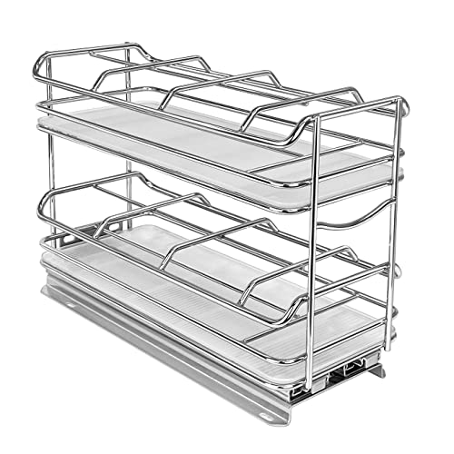 LYNK PROFESSIONAL® Slide Out Tea Bag Holder Organizer - Double Upper Kitchen Cabinet Pull Out Rack, Organize Up To 140 Tea Bags - Lifetime Limited Warranty - Chrome