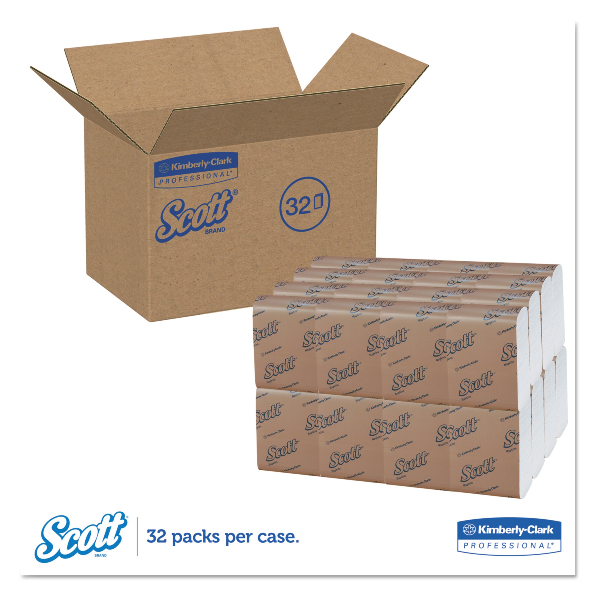 Scott Low Fold Paper Napkins (98720), Disposable, Snack-Sized, 1-Ply, 32 Packs of 250 Beverage Napkins (8,000 / Case)
